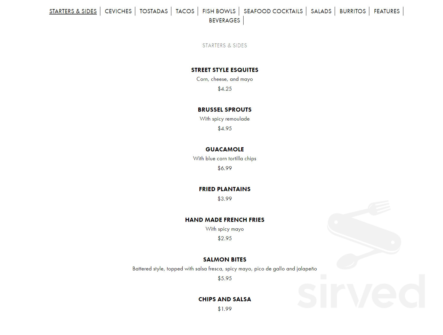 Grand Fish Tacos & Ceviche menus in Gardena, California, United States