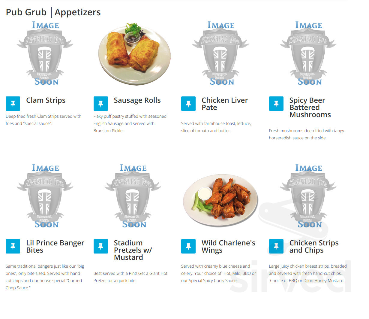 Menu - Sunrise FL's Kings Head British Pub Sunrise | Sirved