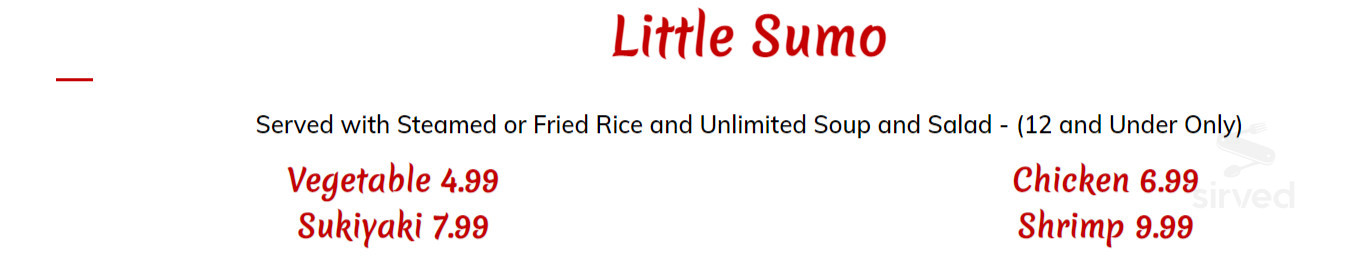 Menu - Amarillo TX's Sumo Japanese Steakhouse | Sirved