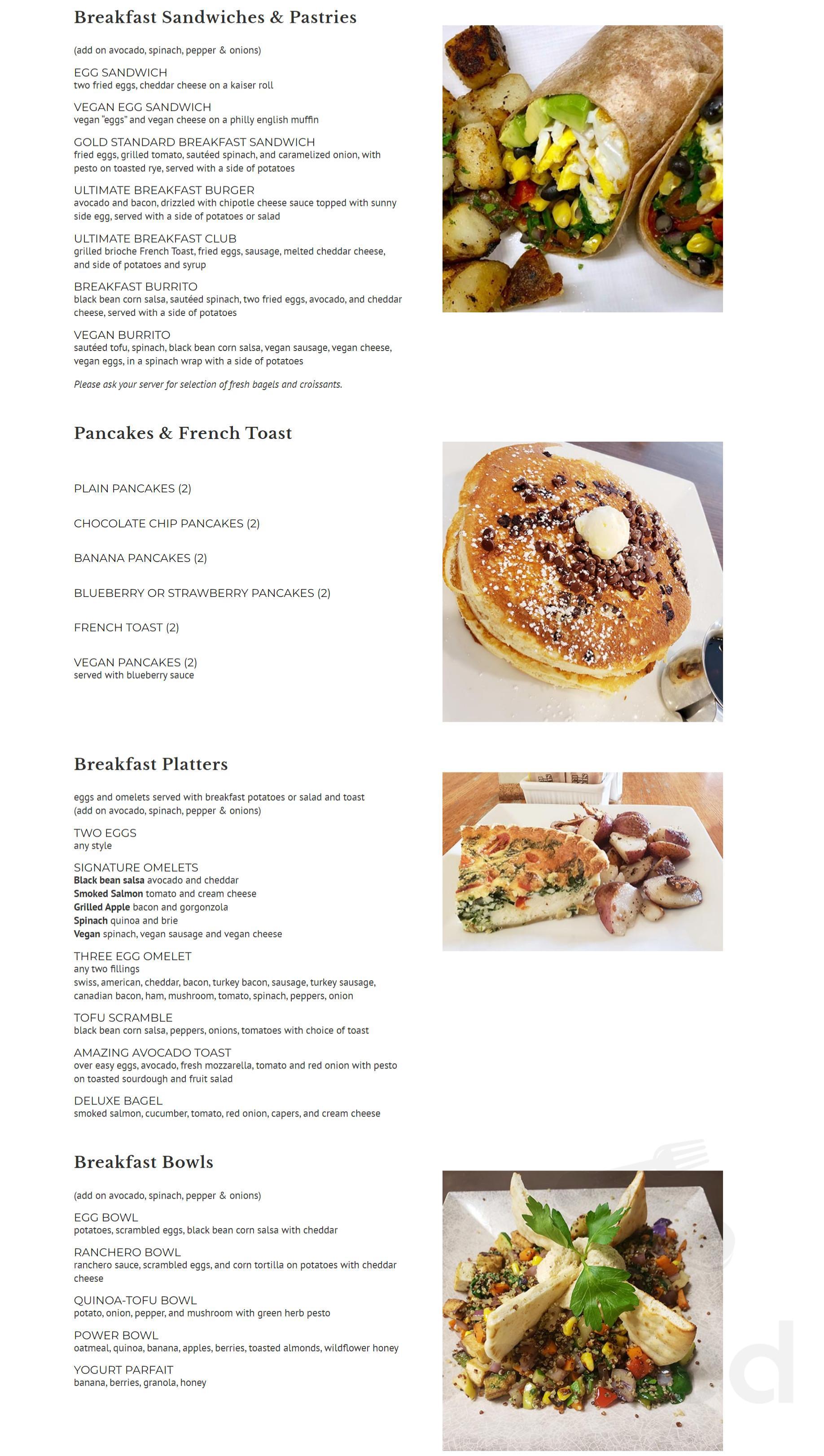 The Gold Standard Cafe menu in Philadelphia, Pennsylvania, USA