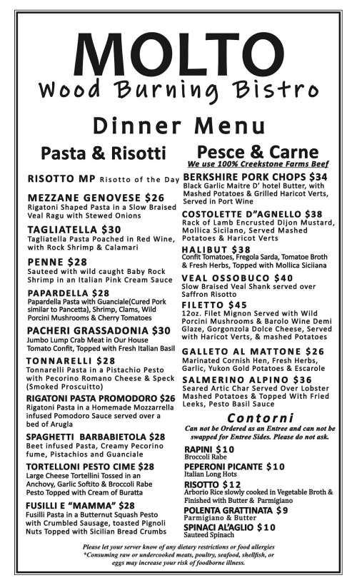 Molto - Italian Restaurant Marlboro NJ menu in Marlboro, New Jersey, USA