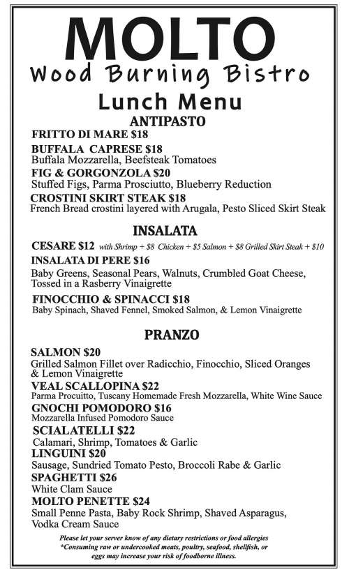 Molto - Italian Restaurant Marlboro NJ menu in Marlboro, New Jersey, USA
