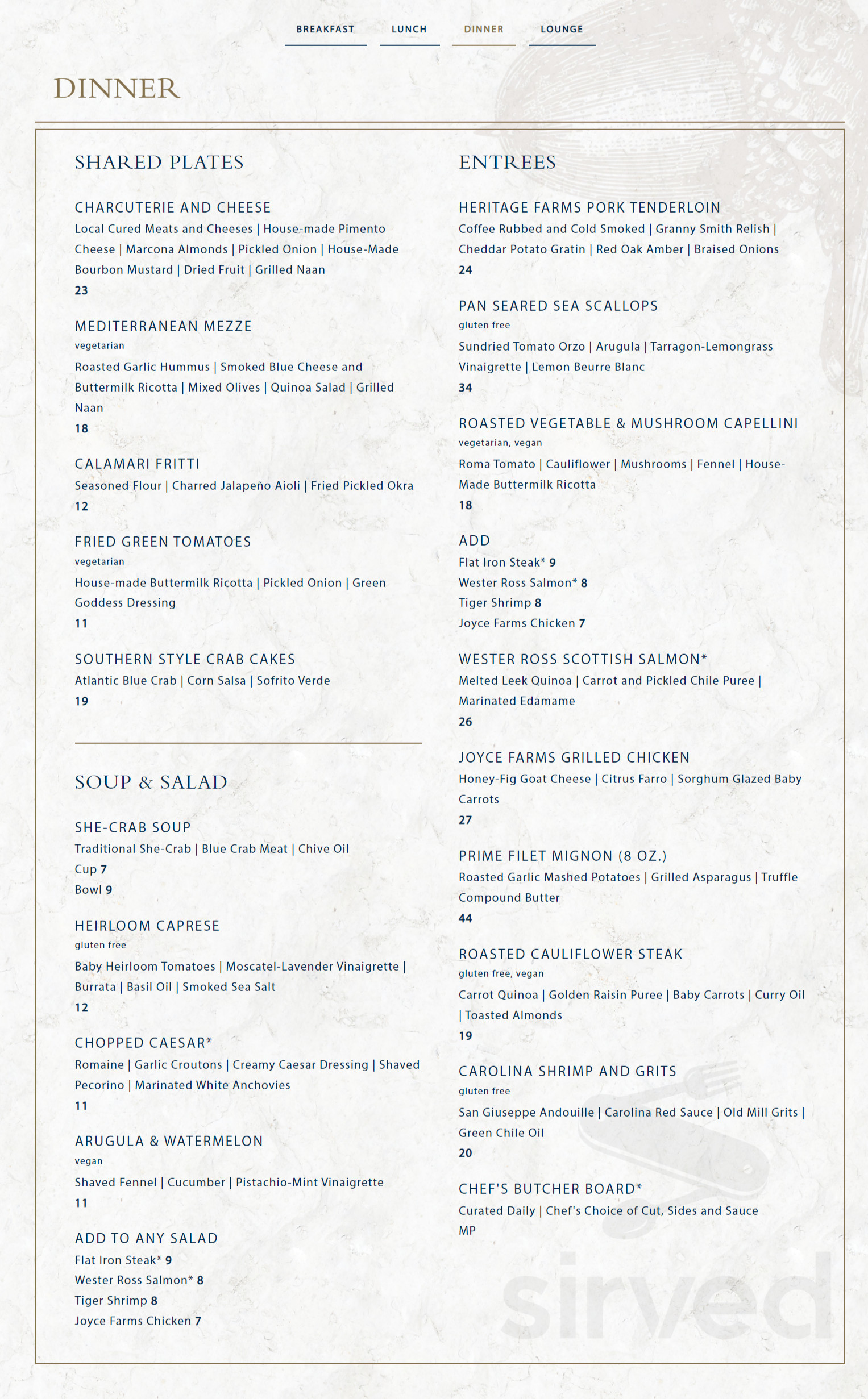 Menu - Elon NC's The Mark at Elon | Sirved