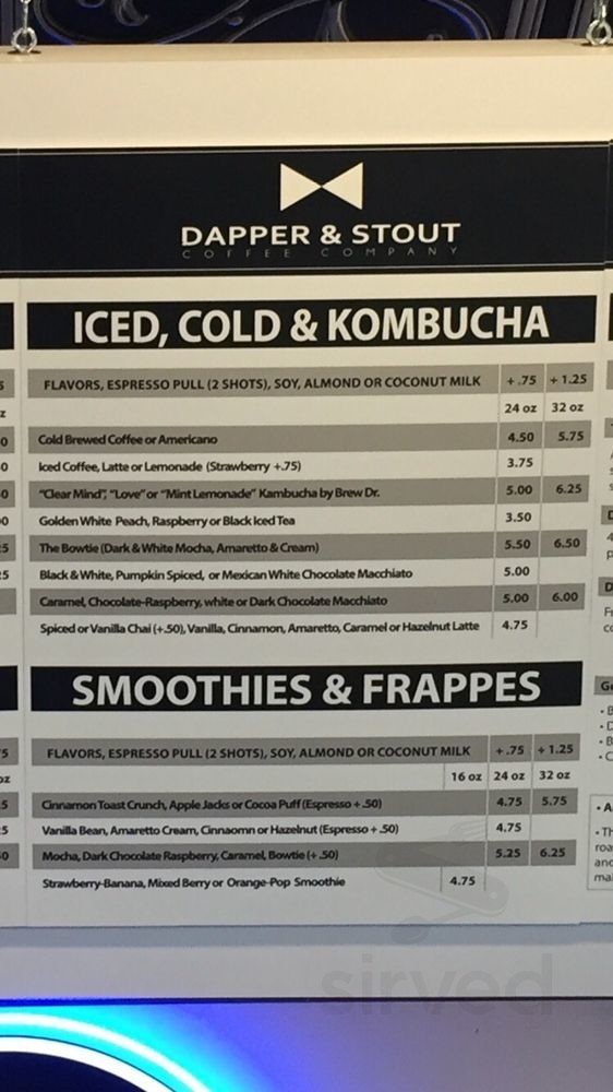 Menu - Phoenix AZ's Dapper & Stout Coffee Company | Sirved