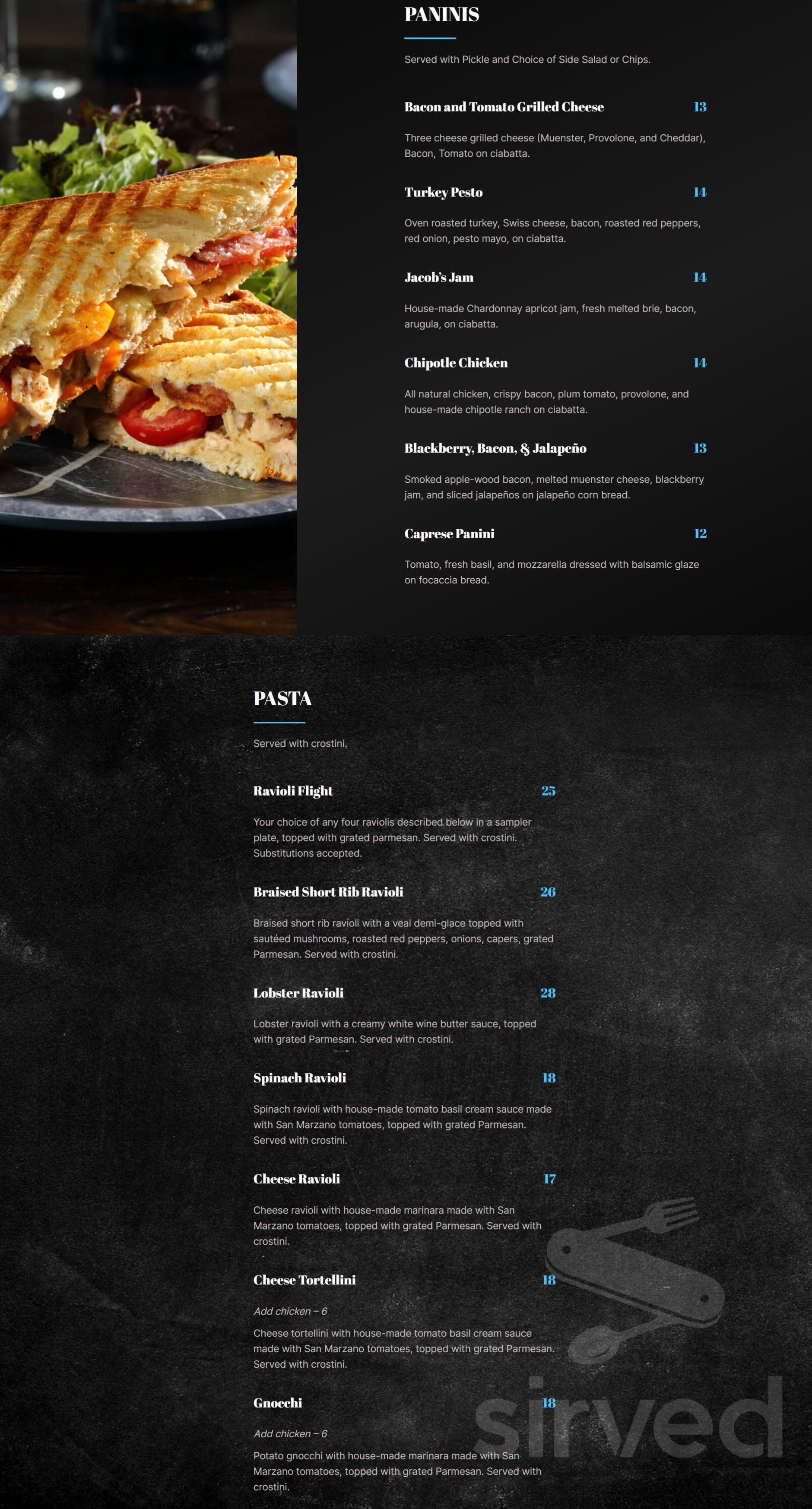 The Shaker and Vine menu in Schenectady, New York, USA