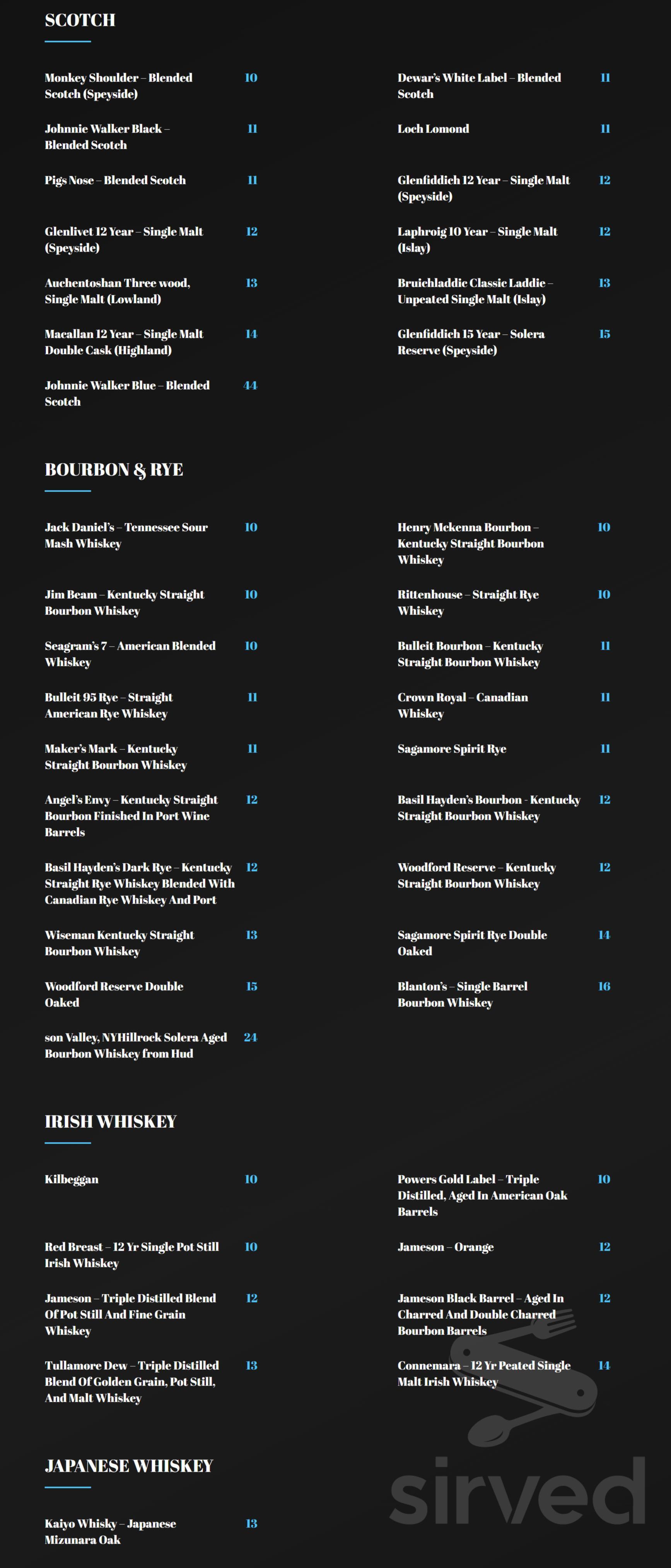 Menu - Schenectady NY's The Shaker and Vine | Sirved