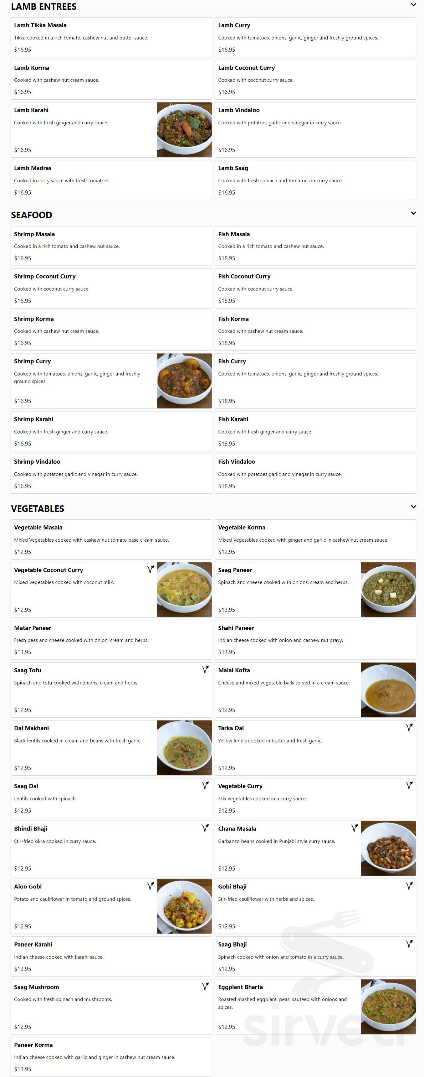 Curry Kingdom menu in West Hollywood, California, USA