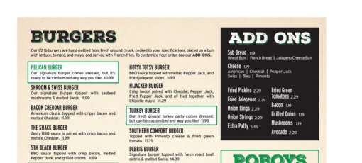 Menu for Rusty Pelican - Covington in Covington, LA | Sirved