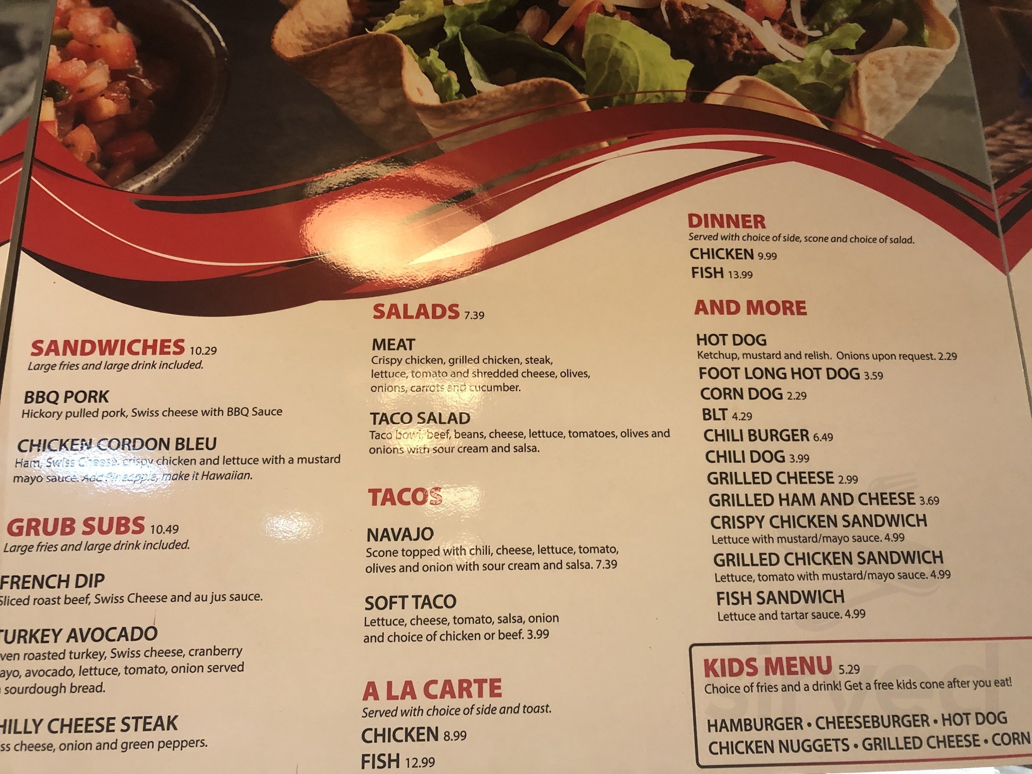 Country Grub menu in Naples, Utah, USA