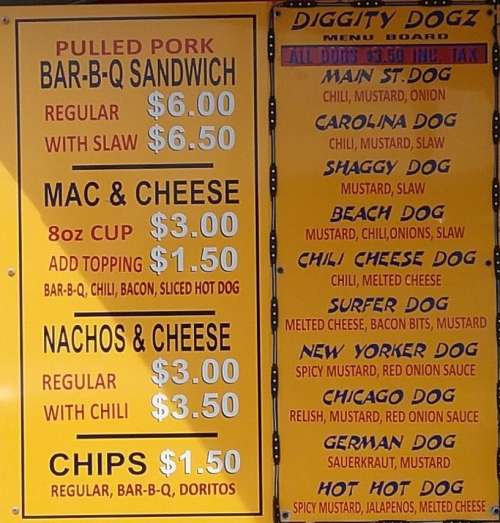 HOT DIGGITY DOGZ menu in Surf City, North Carolina, USA