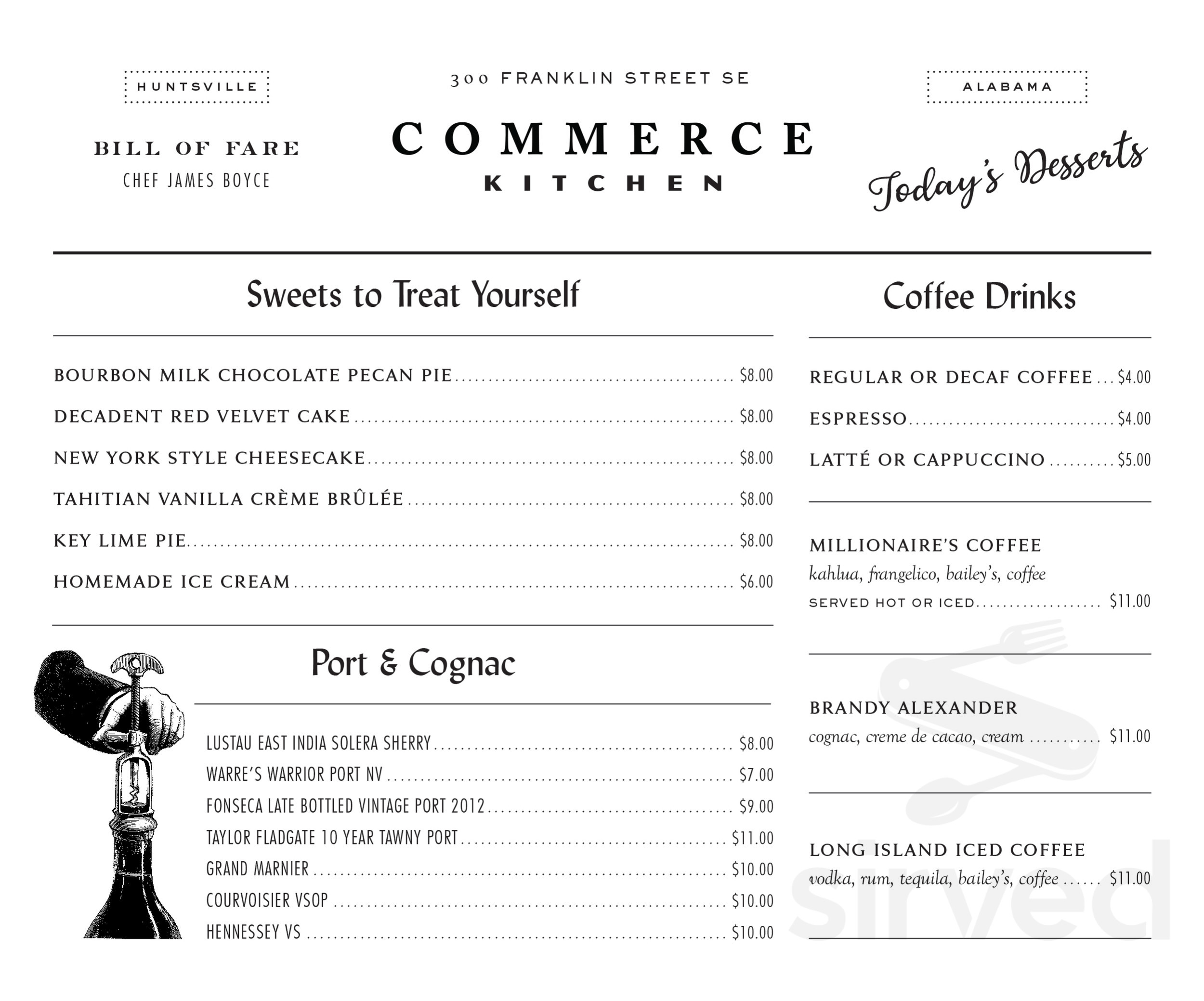 Menu - Huntsville AL's Commerce Kitchen | Sirved