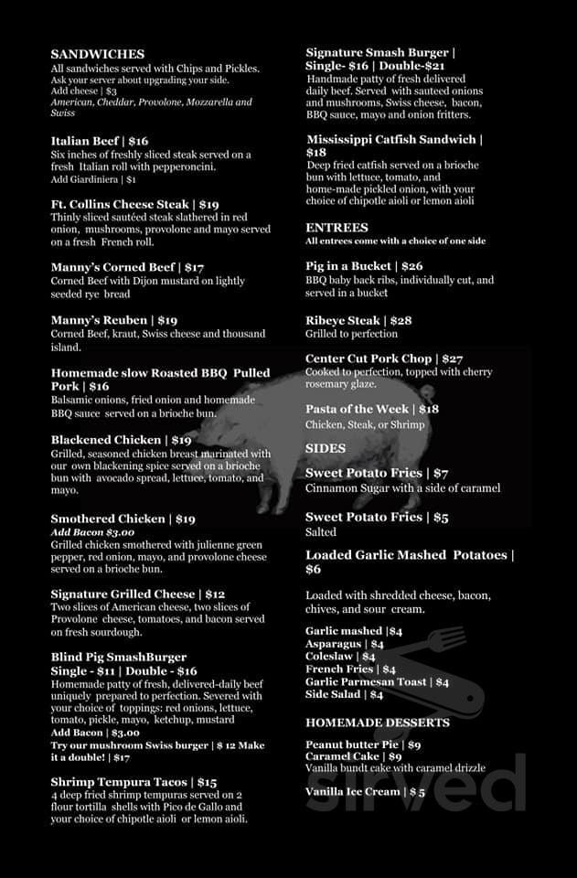 Blind Pig Tavern & Grill menus in Michigan City, Indiana, United States
