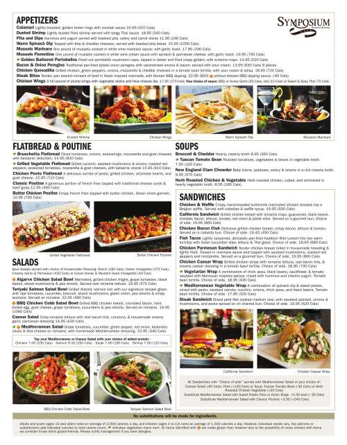 Symposium Cafe Restaurant Woodbridge menu in Woodbridge, Ontario, Canada
