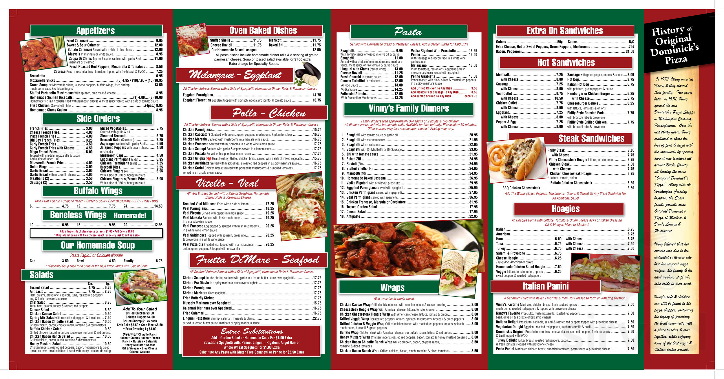 Original Dominick's Pizzeria Washington Crossing PA menu in Washington ...