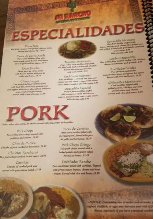 Mi Pueblo Mexican Restaurant menu in Aiken, South Carolina, USA
