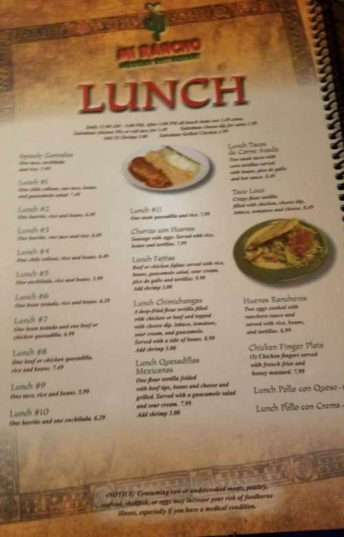 Mi Pueblo Mexican Restaurant menu in Aiken, South Carolina, USA