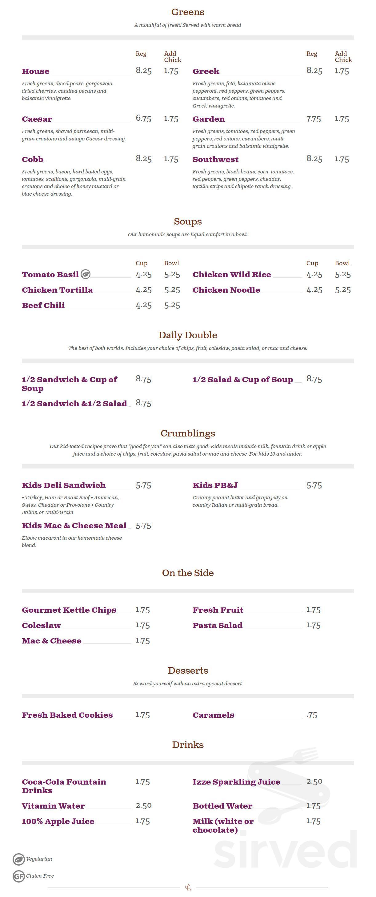 Crumb Gourmet Deli menu in Eden Prairie, Minnesota, USA