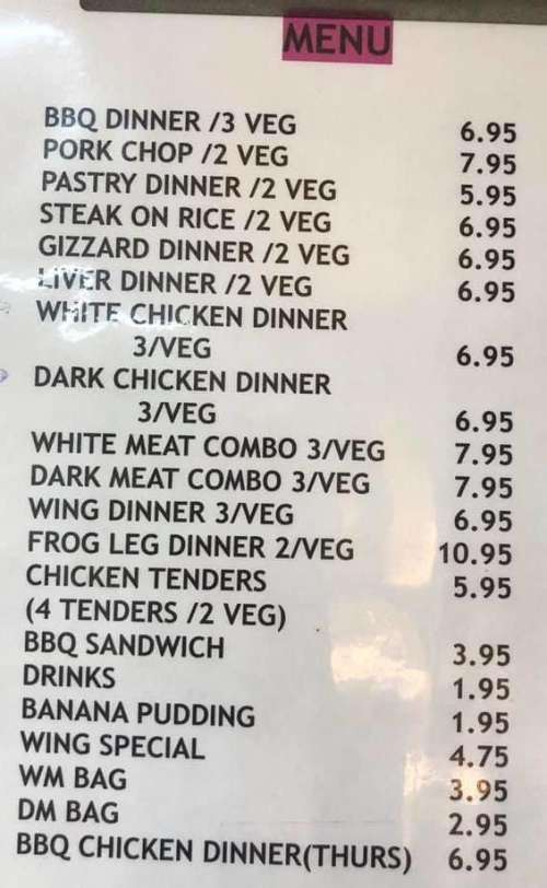 Doug Sauls BBQ and Seafood menu in Nashville, North Carolina, USA