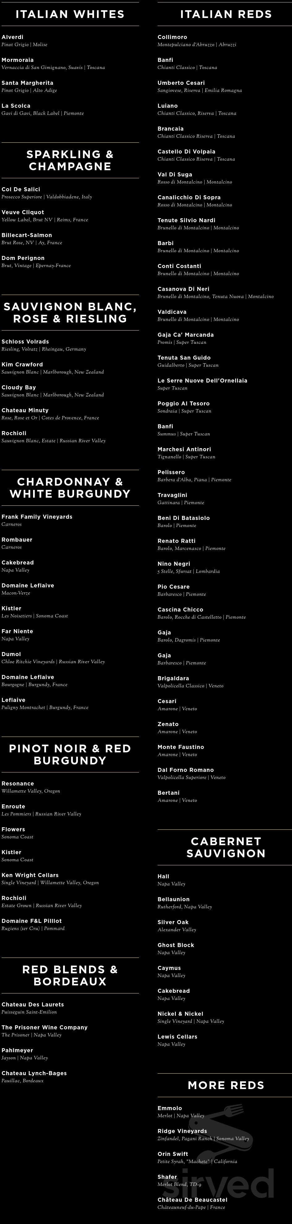 Limoncello Ristorante menu in Palm Beach Gardens, Florida, USA