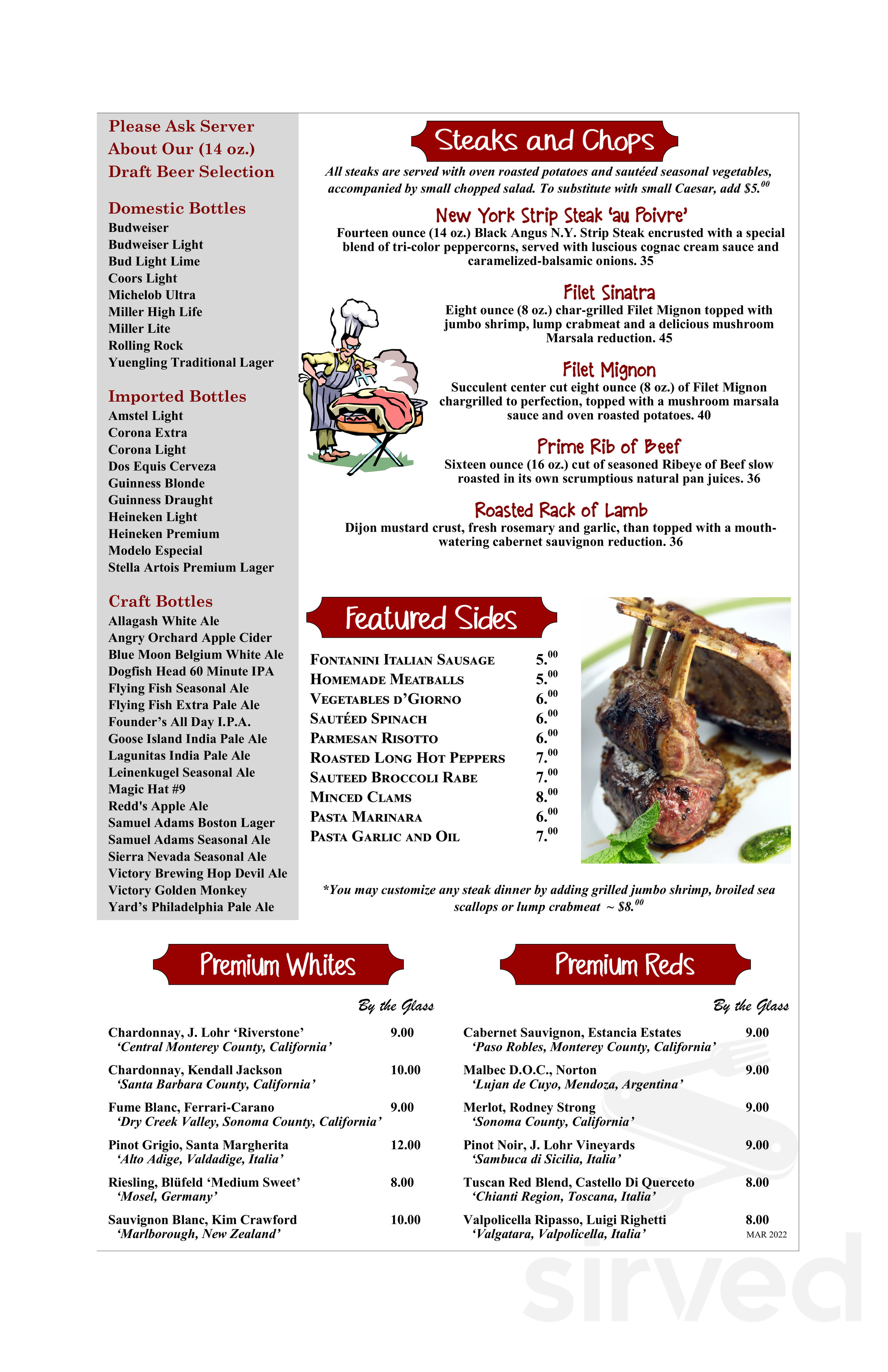Villari's Lakeside Restaurant menu in Sicklerville, New Jersey, USA