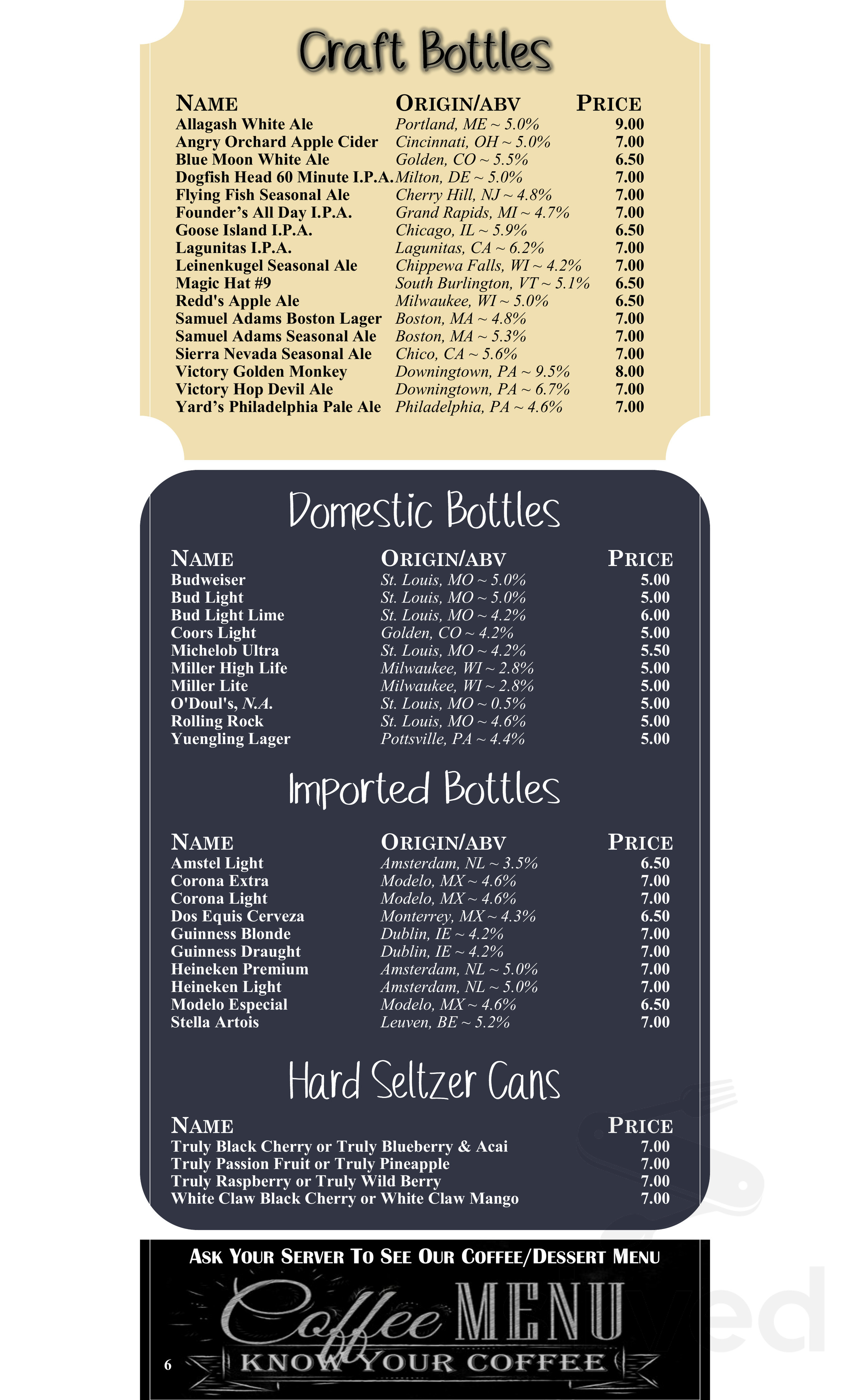 Villari's Lakeside Restaurant menu in Sicklerville, New Jersey, USA