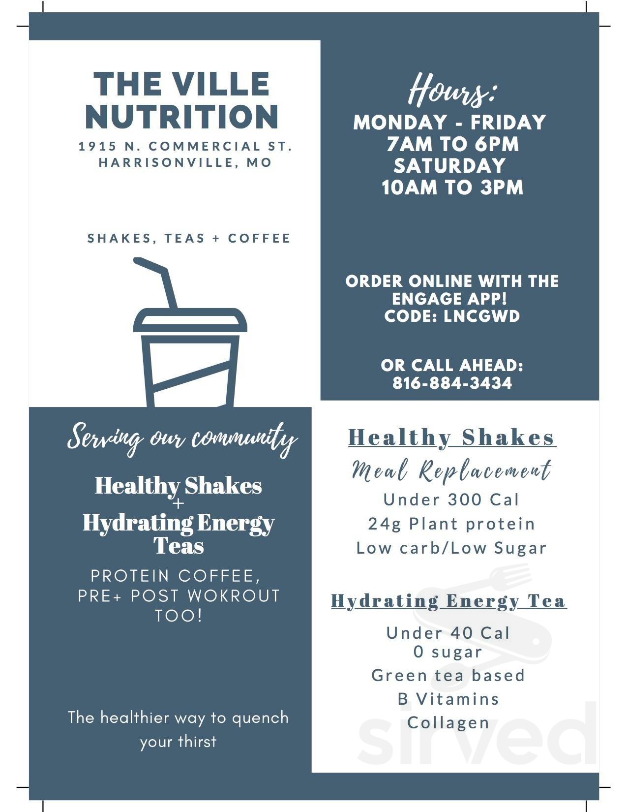 The Ville Nutrition menu in Harrisonville, Missouri, USA