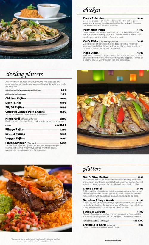 Rio Mambo menu in Fort Worth, Texas, USA