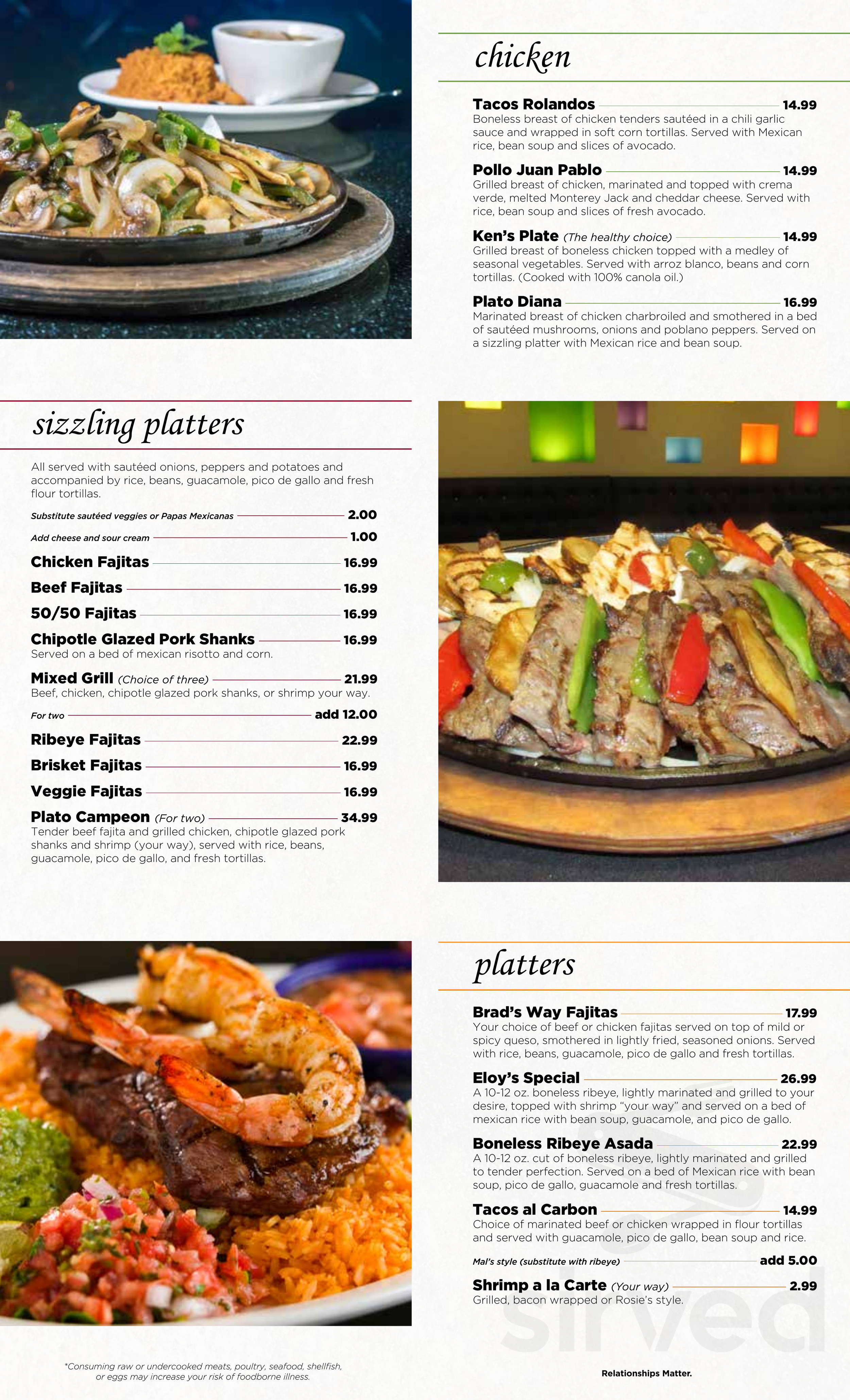 Rio Mambo menu in Fort Worth, Texas, USA