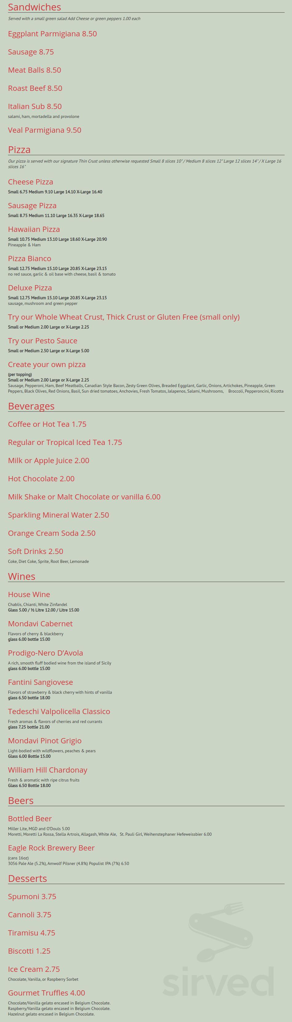 Casa Bianca Pizza Pie menus in Los Angeles, California, United States