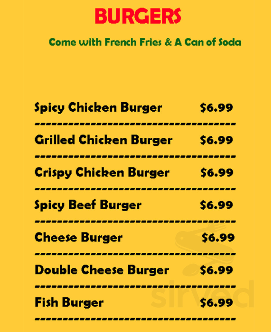 Mr Chicken menu in Springfield, Virginia, USA