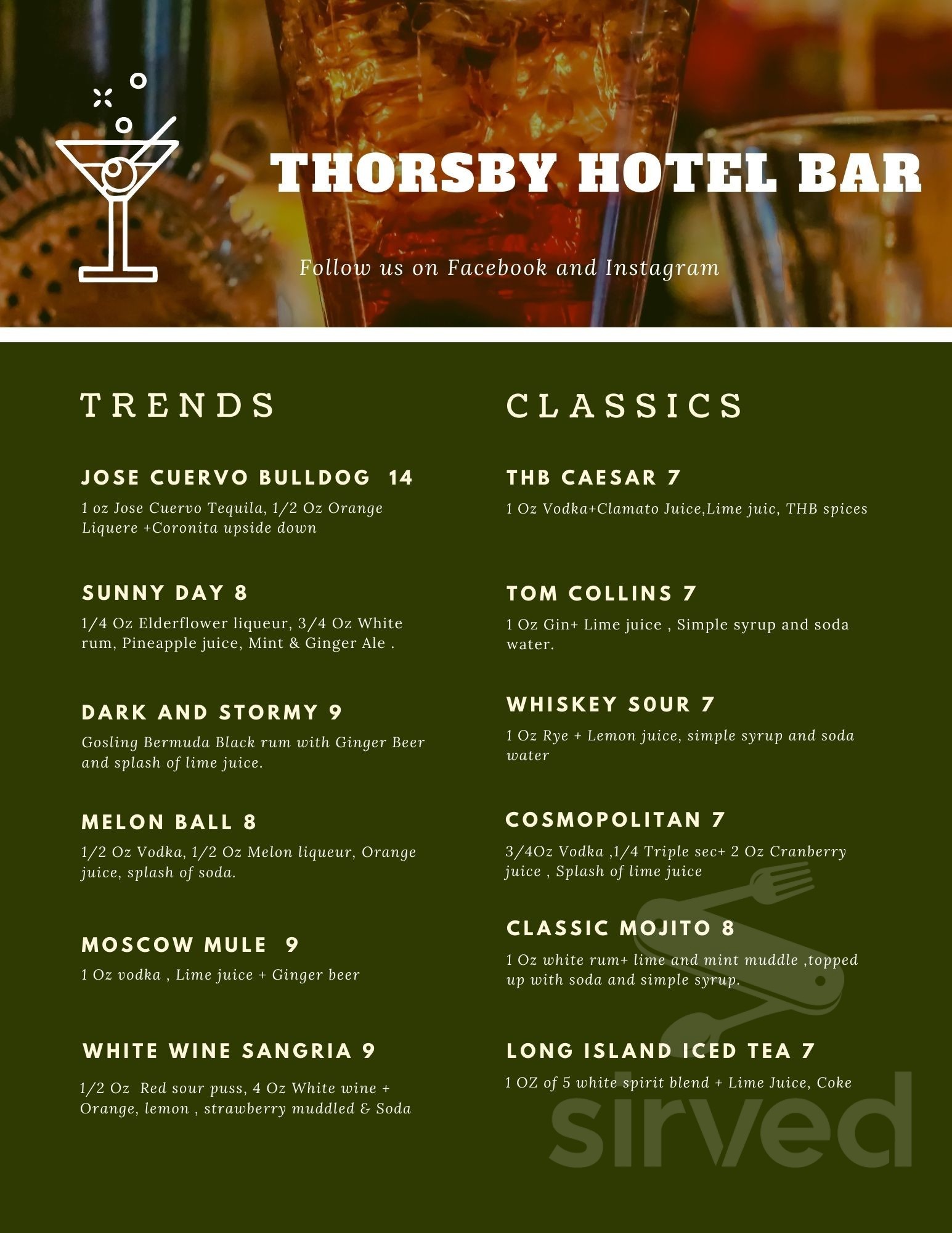Thorsby Hotel Bar & Grill KITCHEN MUSIC SOCIAL menu in Thorsby, Alberta ...
