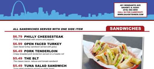 Menu for Diner Inc in Sauget, IL | Sirved