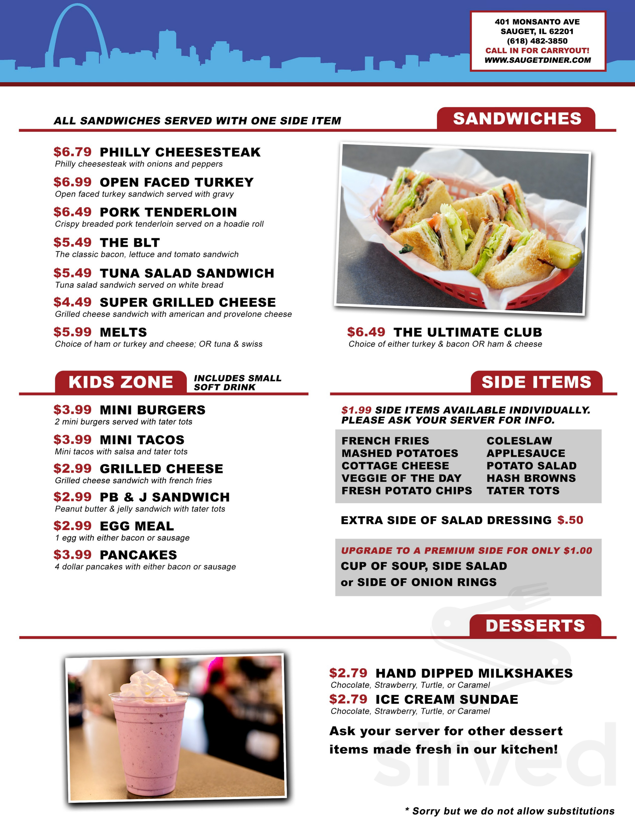 Diner Inc menus in Sauget, Illinois, United States