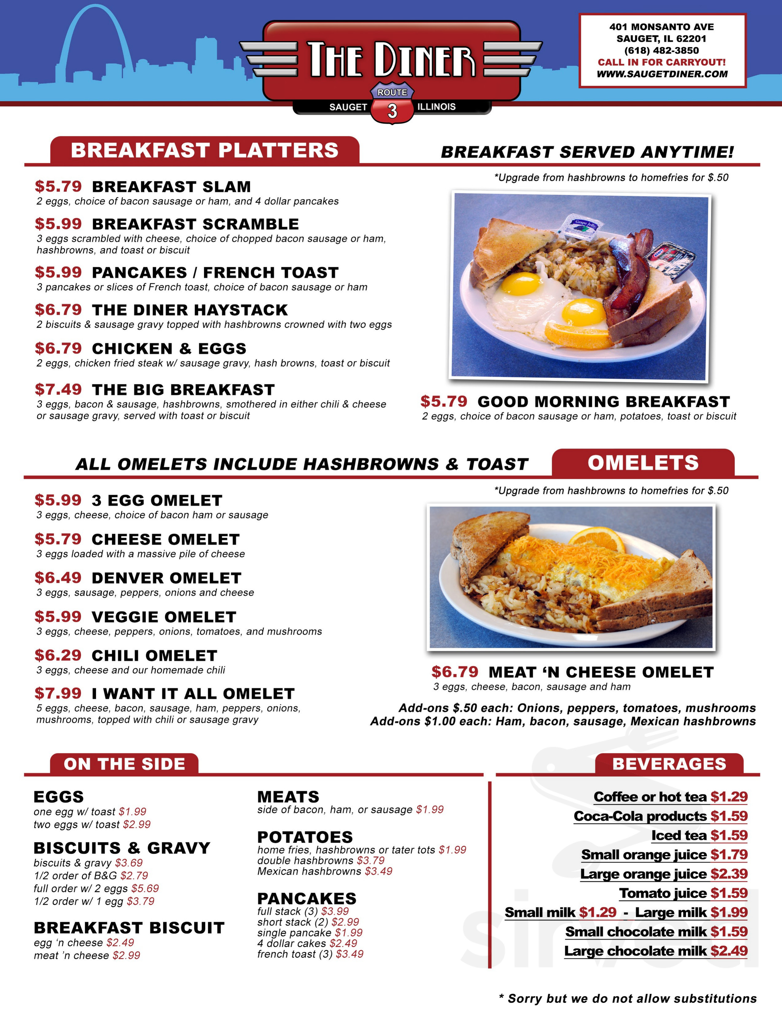 Diner Inc menu in Sauget, Illinois, USA