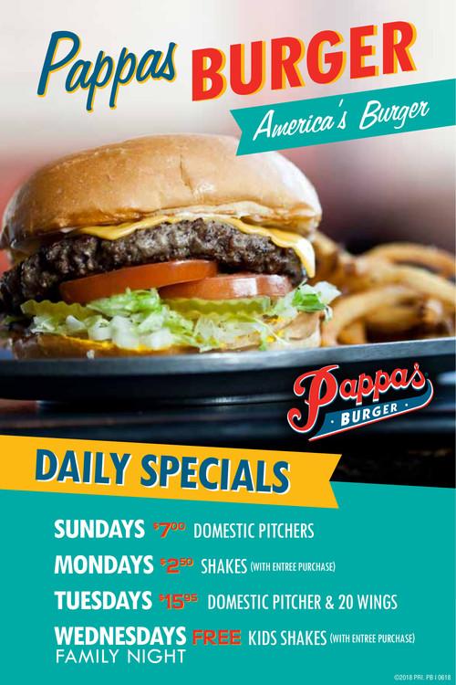 Pappas Burger menu in Houston, Texas, USA