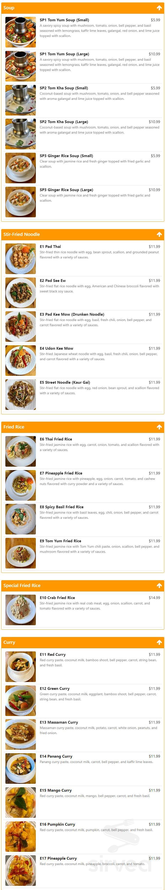 Menu - Brooklyn NY's Thai Ros Thip | Sirved