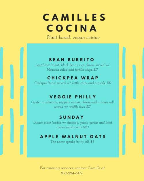 Camille's Cocina menu in Cleveland, Ohio, USA