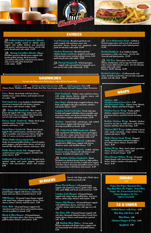 Champions Sports Bar menu in Highspire, Pennsylvania, USA