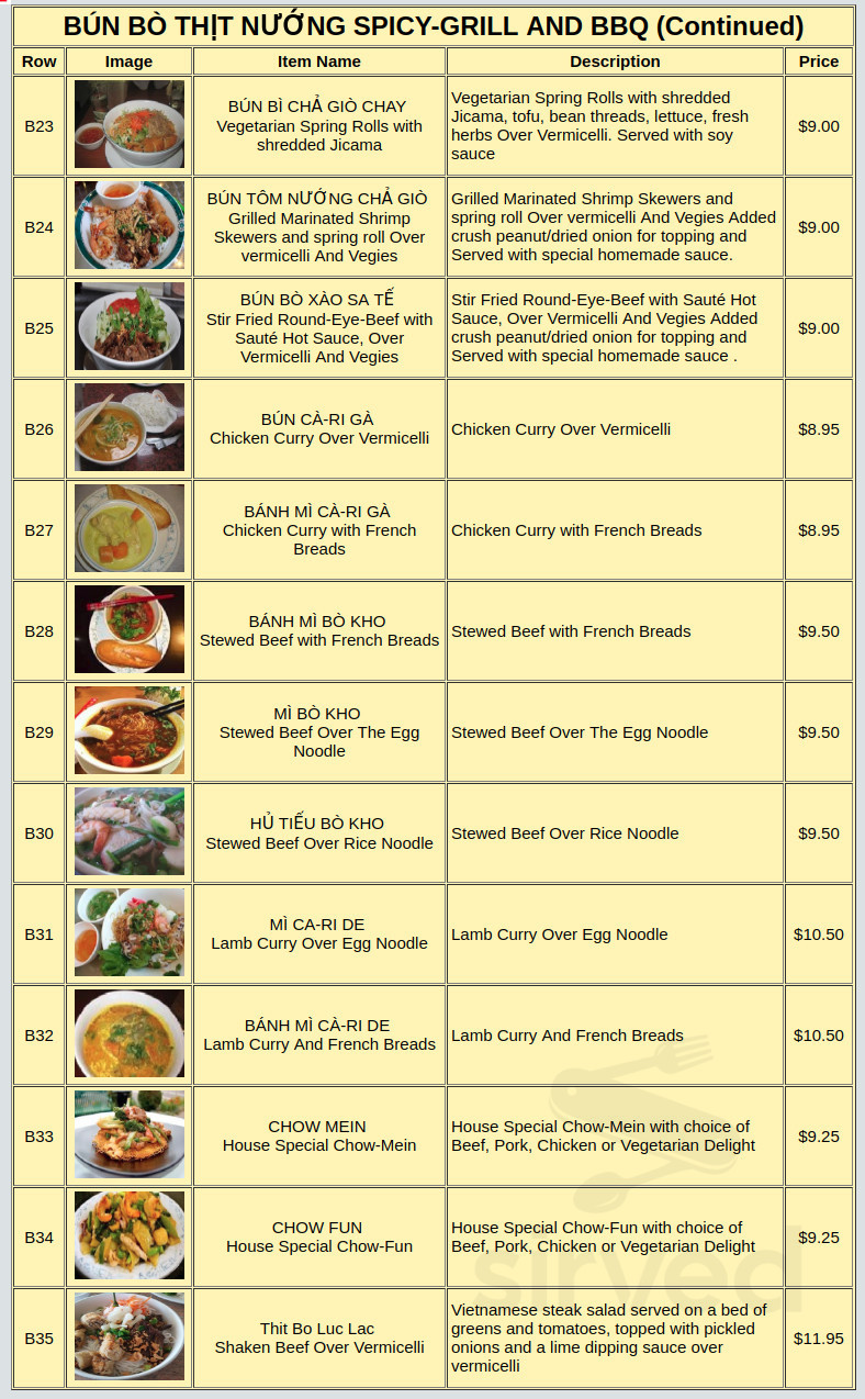 Pho Hoai Restaurant menu in Beaverton, Oregon, USA