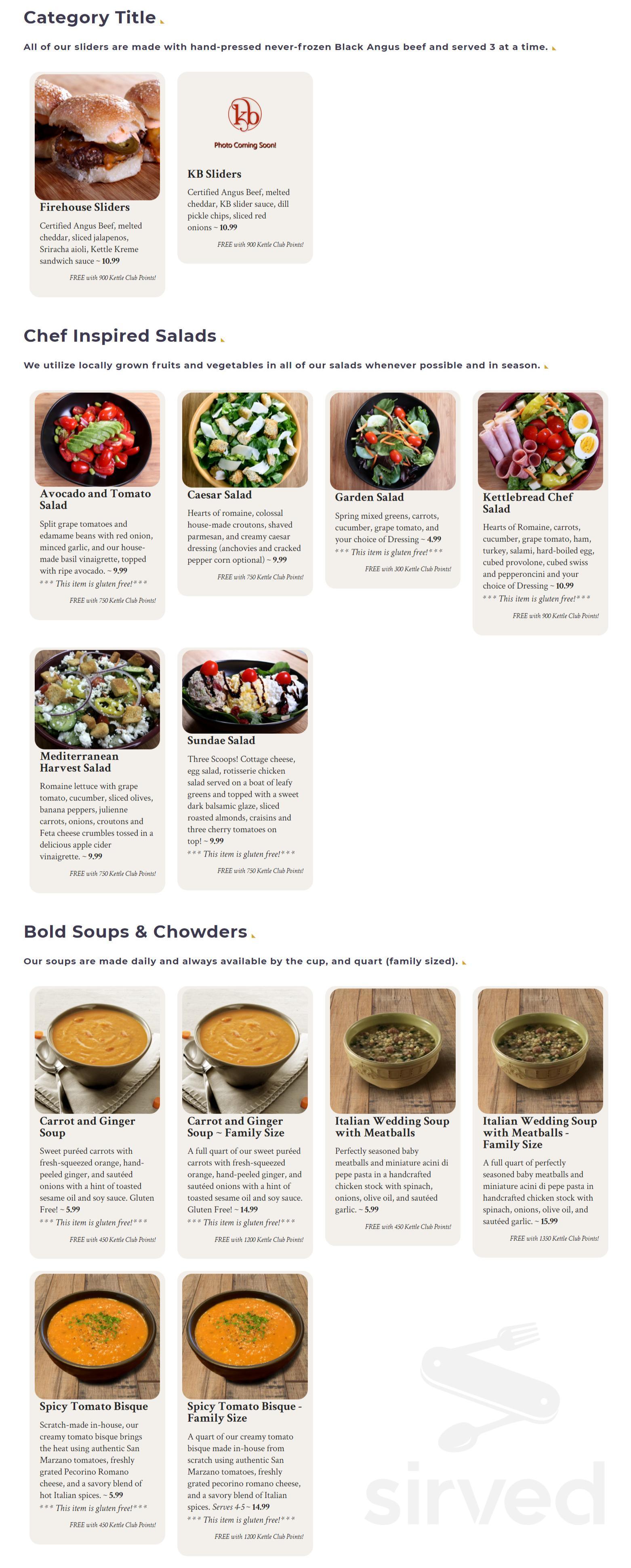 Kettlebread Deli Restaurant menu in Southwick, Massachusetts, USA