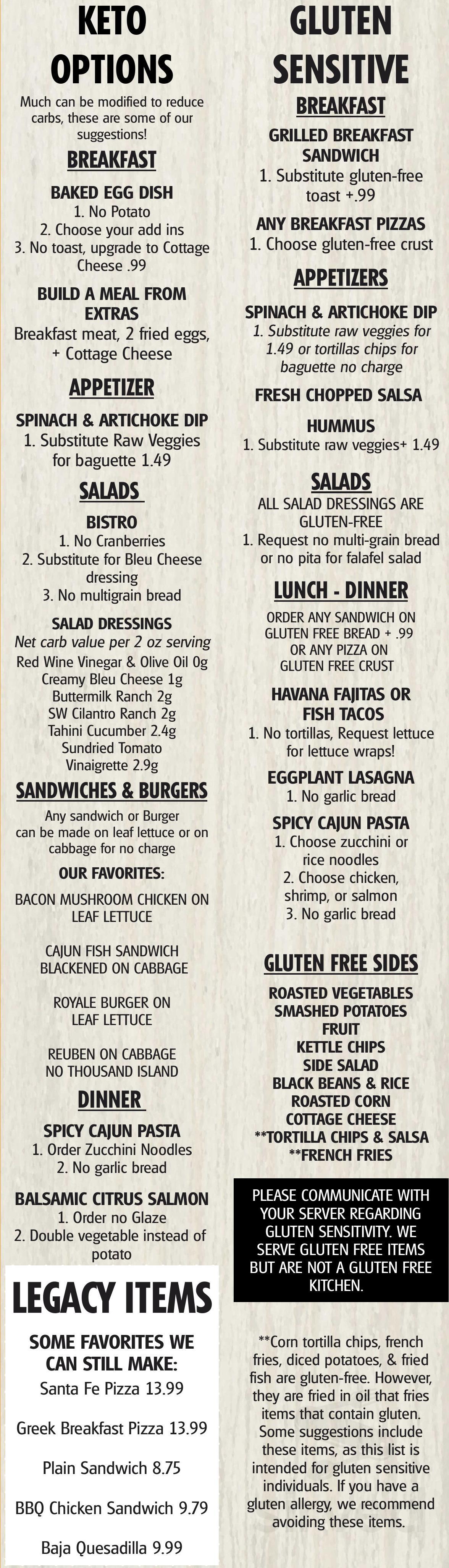 One World menu in Peoria, Illinois, USA