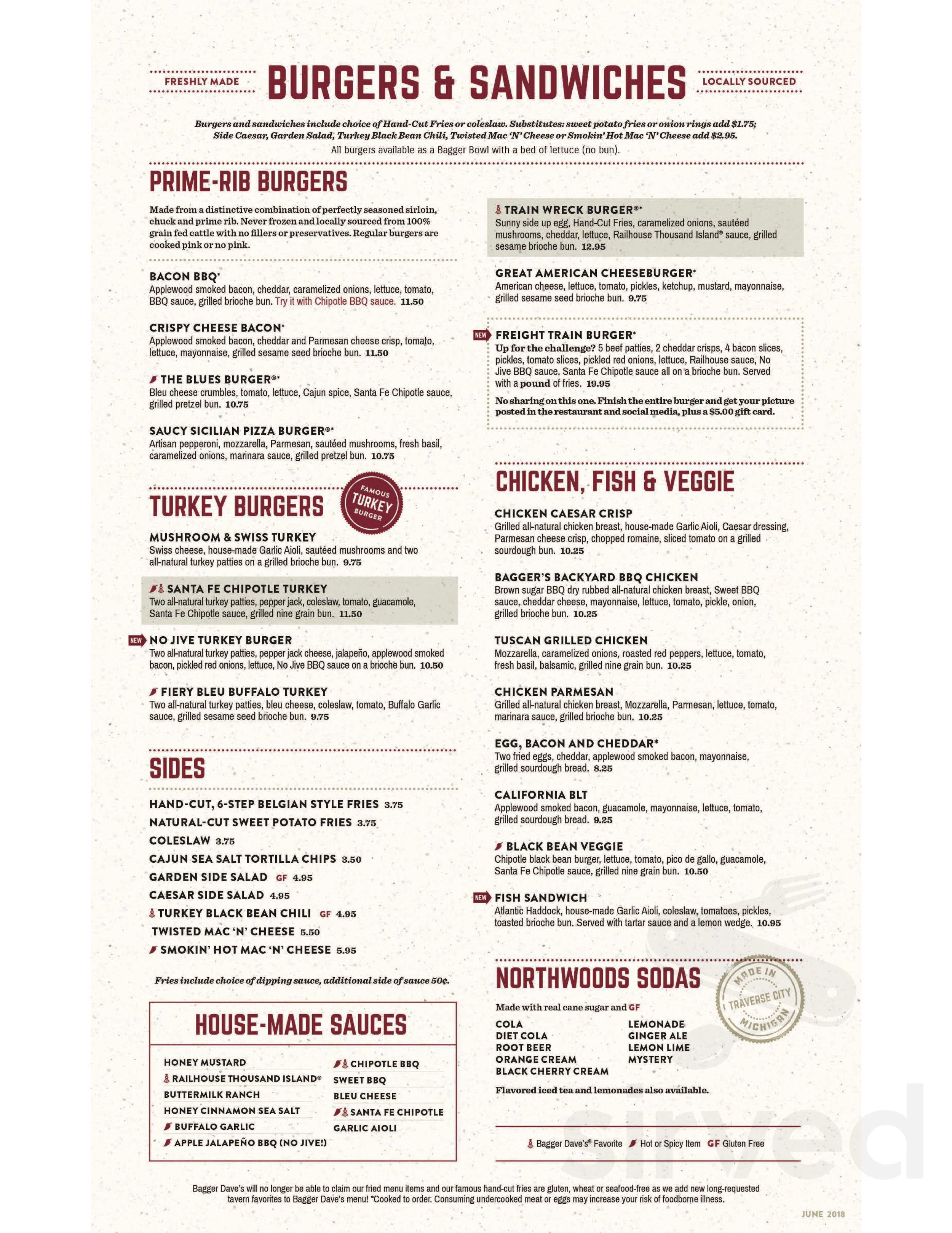Bagger Dave's menu in Berkley, Michigan, USA