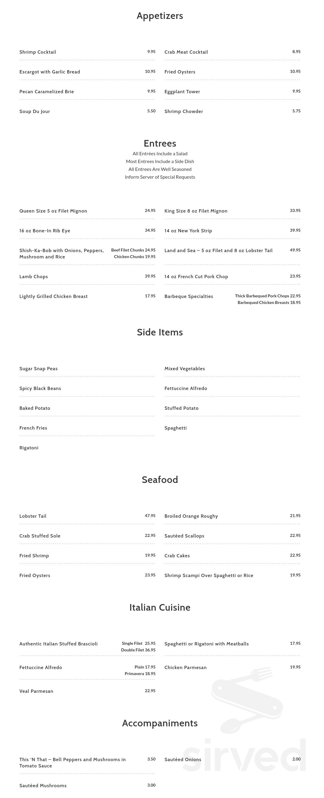 Menu for The Char in Beckley, WV | Sirved
