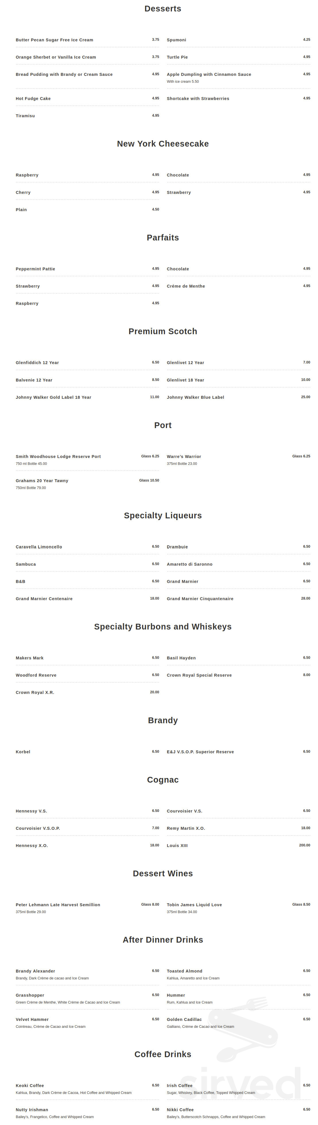 Menu for The Char in Beckley, WV | Sirved