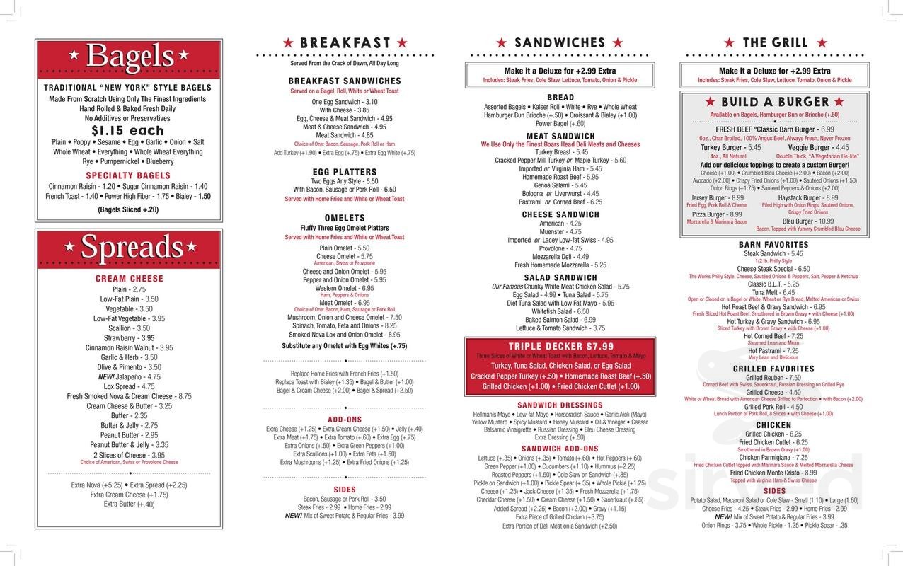 Bagel Barn & Deli menu in Princeton, New Jersey, USA