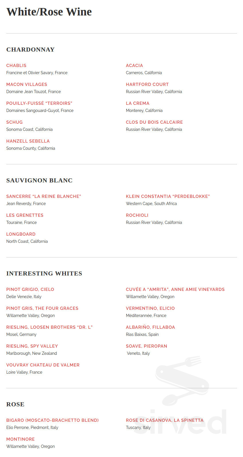 River Room Restaurant menu in Georgetown, South Carolina, USA