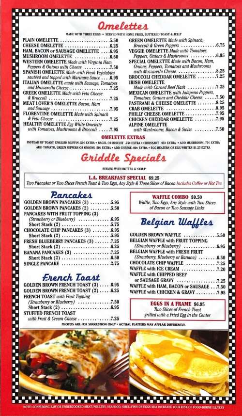 Lower Allen Diner menu in Camp Hill, Pennsylvania, USA