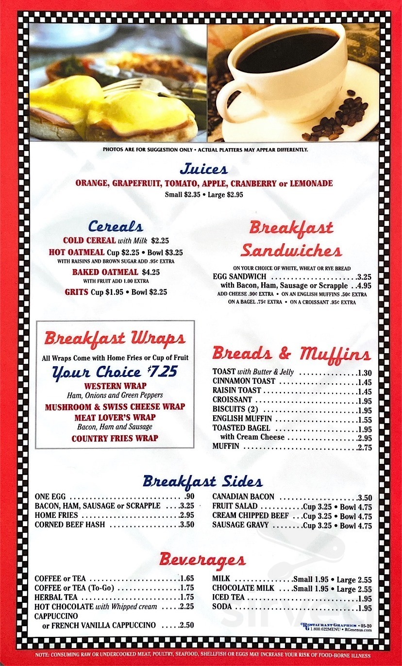 Lower Allen Diner menu in Camp Hill, Pennsylvania, USA
