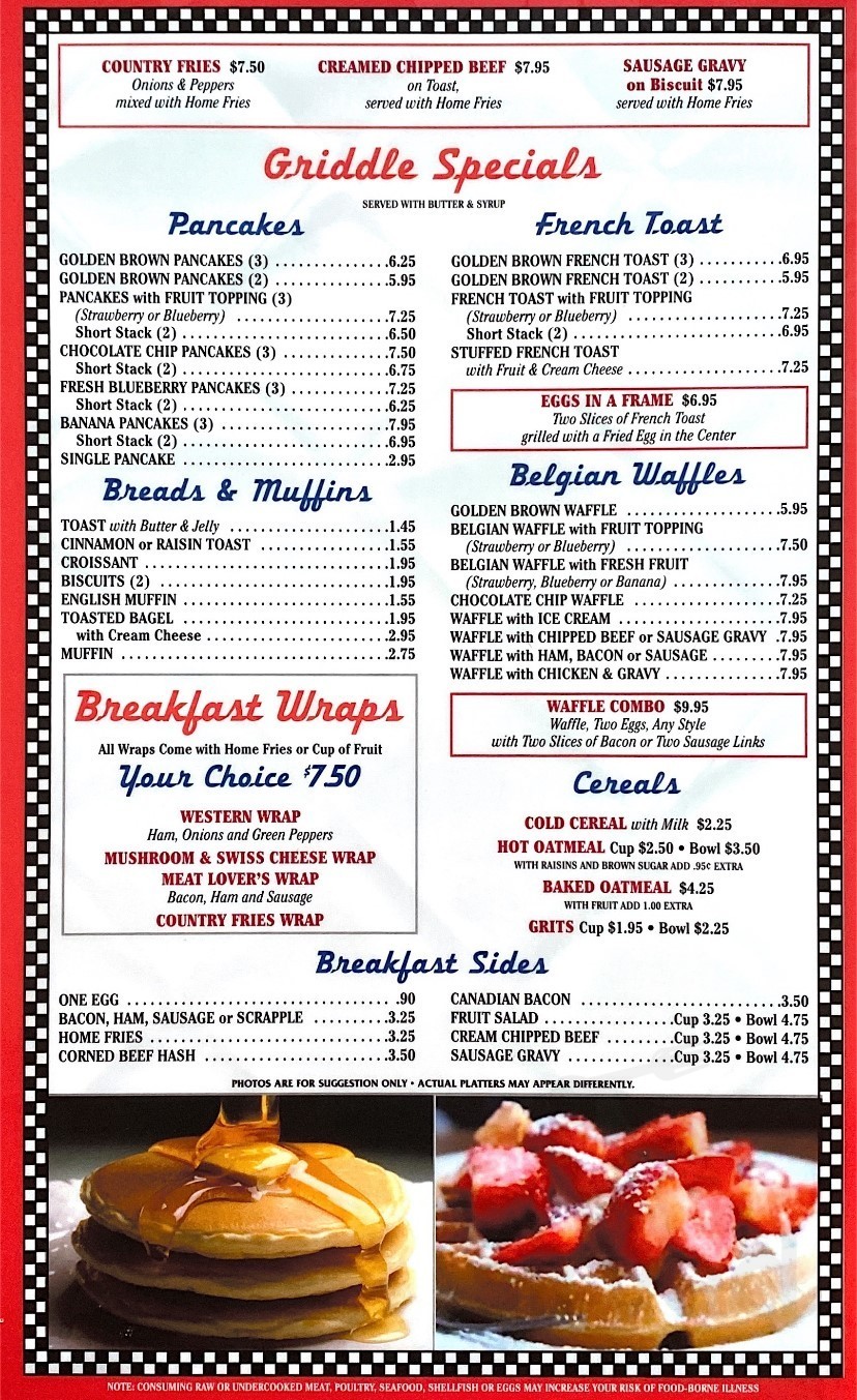 Lower Allen Diner menu in Camp Hill, Pennsylvania, USA