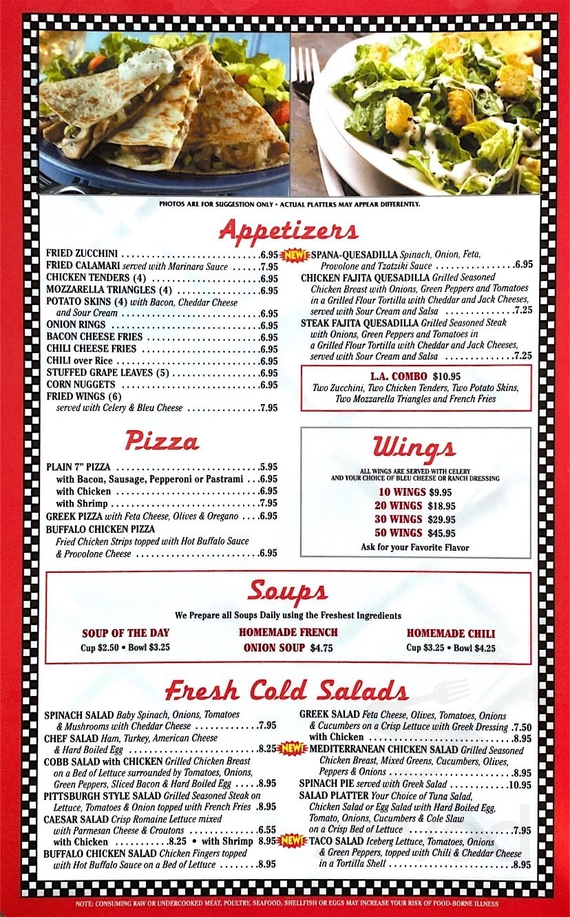 Lower Allen Diner menu in Camp Hill, Pennsylvania, USA